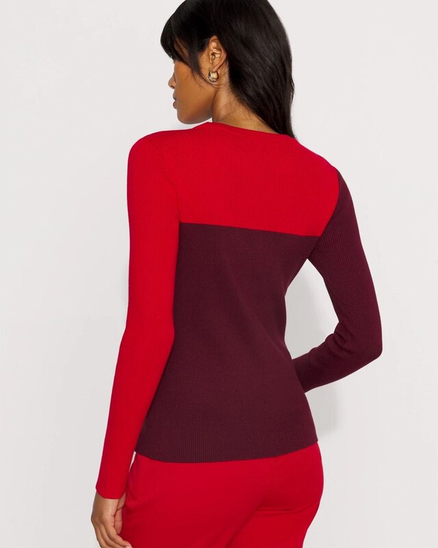 Square Colorblock Pullover Sweater | White House Black Market