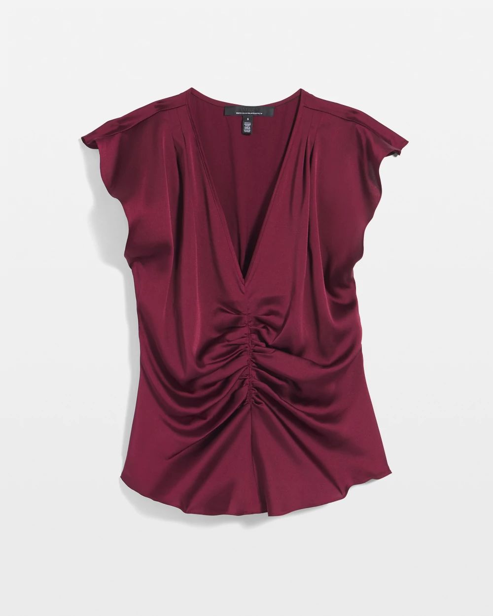 Ruched Front Flutter Sleeve Shell Top | White House Black Market