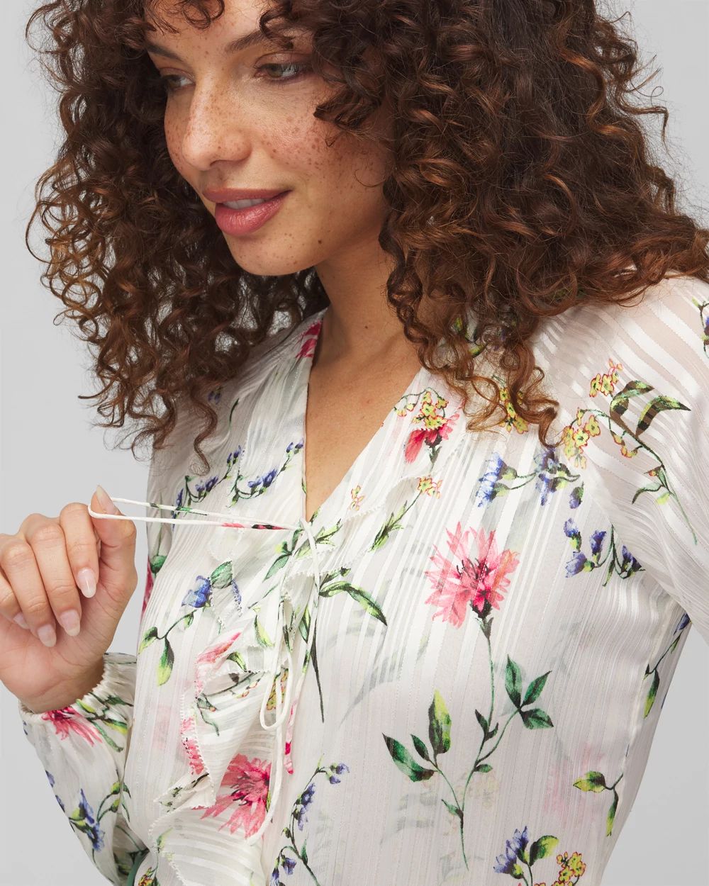 Long Sleeve Ruffle Front Blouse | White House Black Market