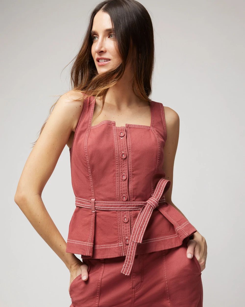 Topstitch Twill Top | White House Black Market