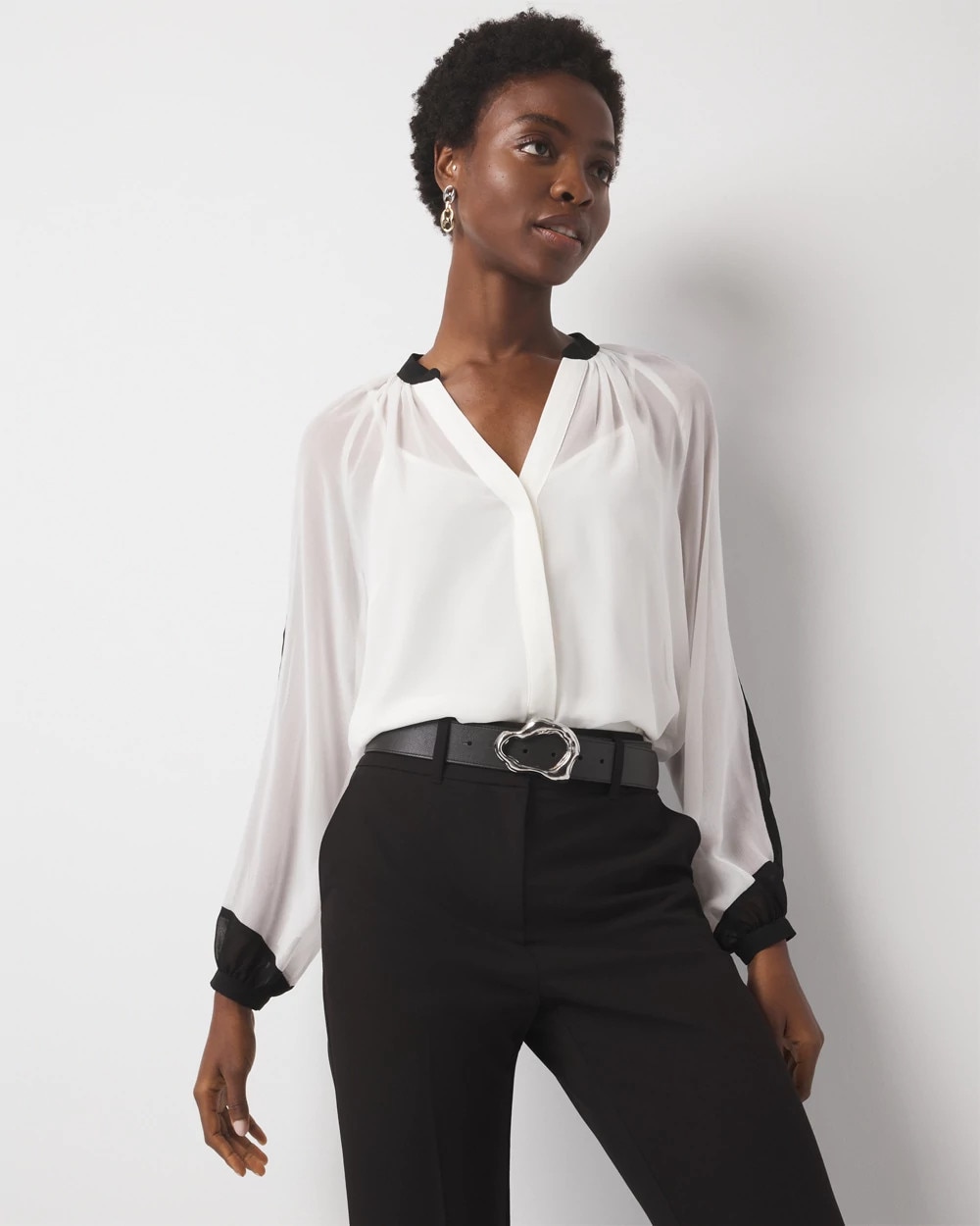 Chiffon Colorblock Blouse | White House Black Market