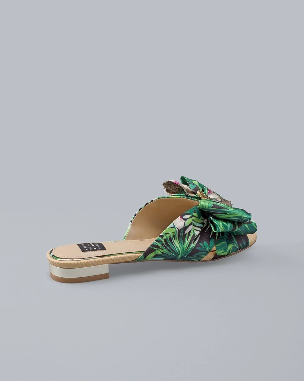 Tropical-Print Bow Slides | White House Black Market