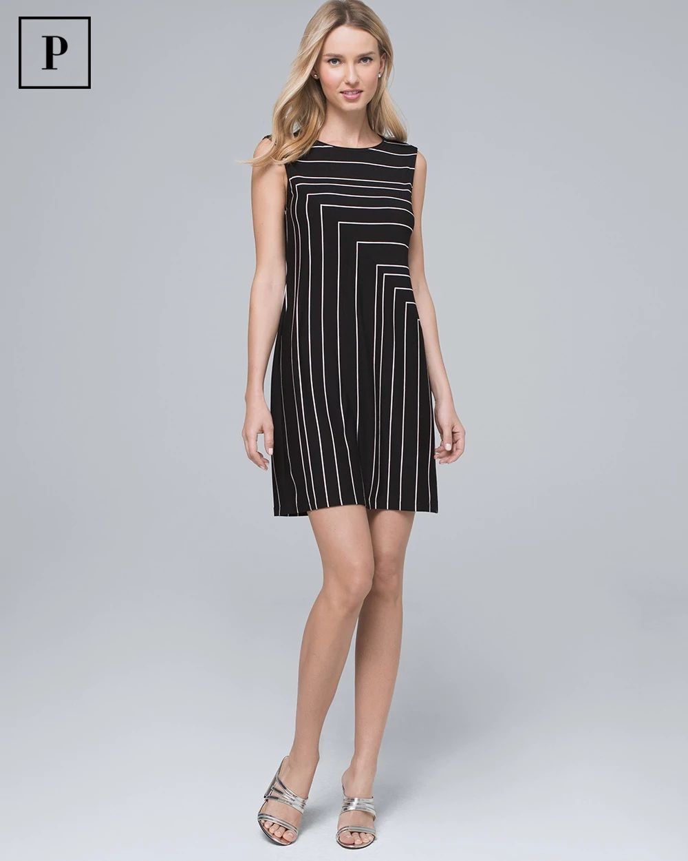 Petite Stripe Knit Shift Dress | White House Black Market