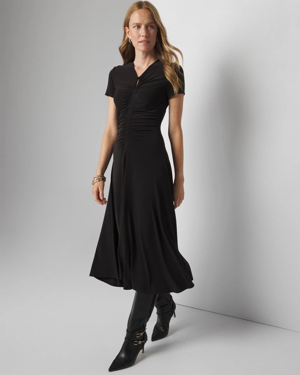 Short Sleeve Keyhole Dress | White House Black Market