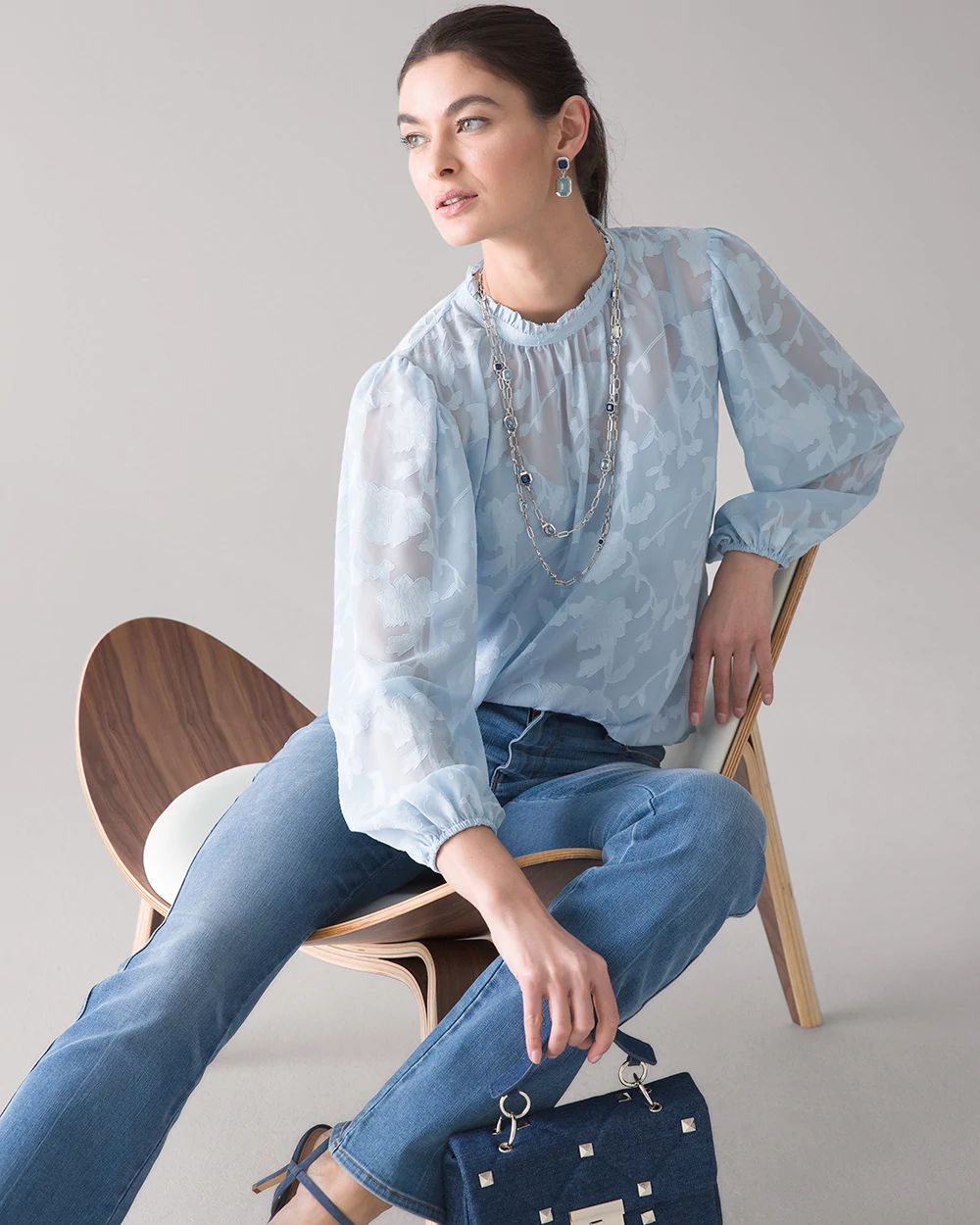 Ruffle Collar Floral Blouse | White House Black Market