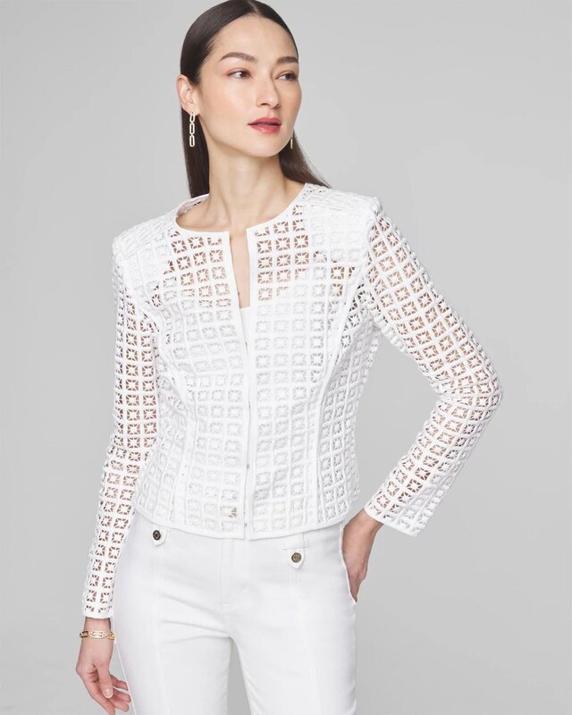 Openwork Geo Lace Jacket | White House Black Market