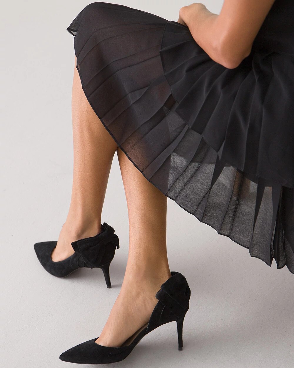 Black Suede Bow Back Pumps | White House Black Market