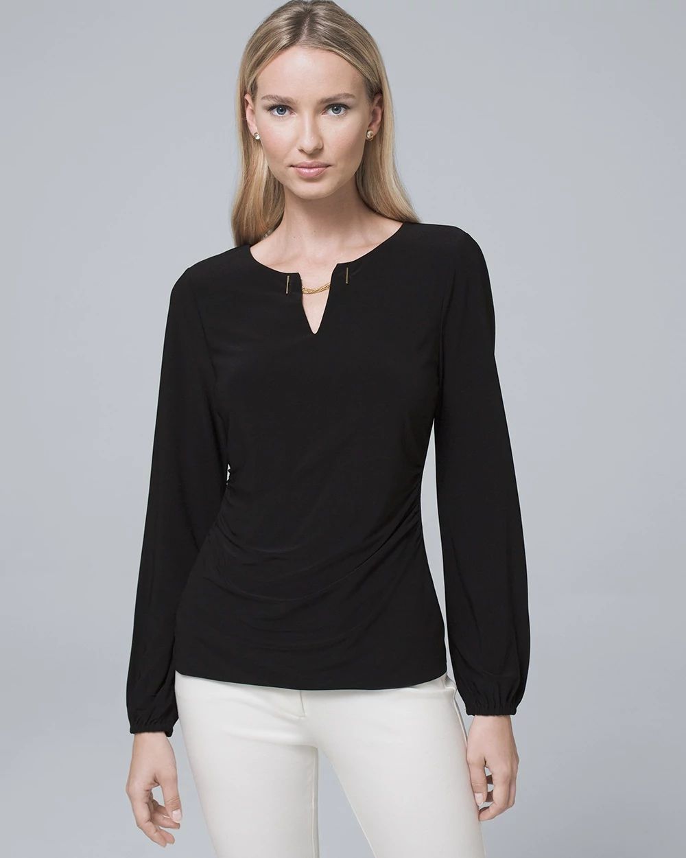 Chain-Detail Knit Blouse | White House Black Market