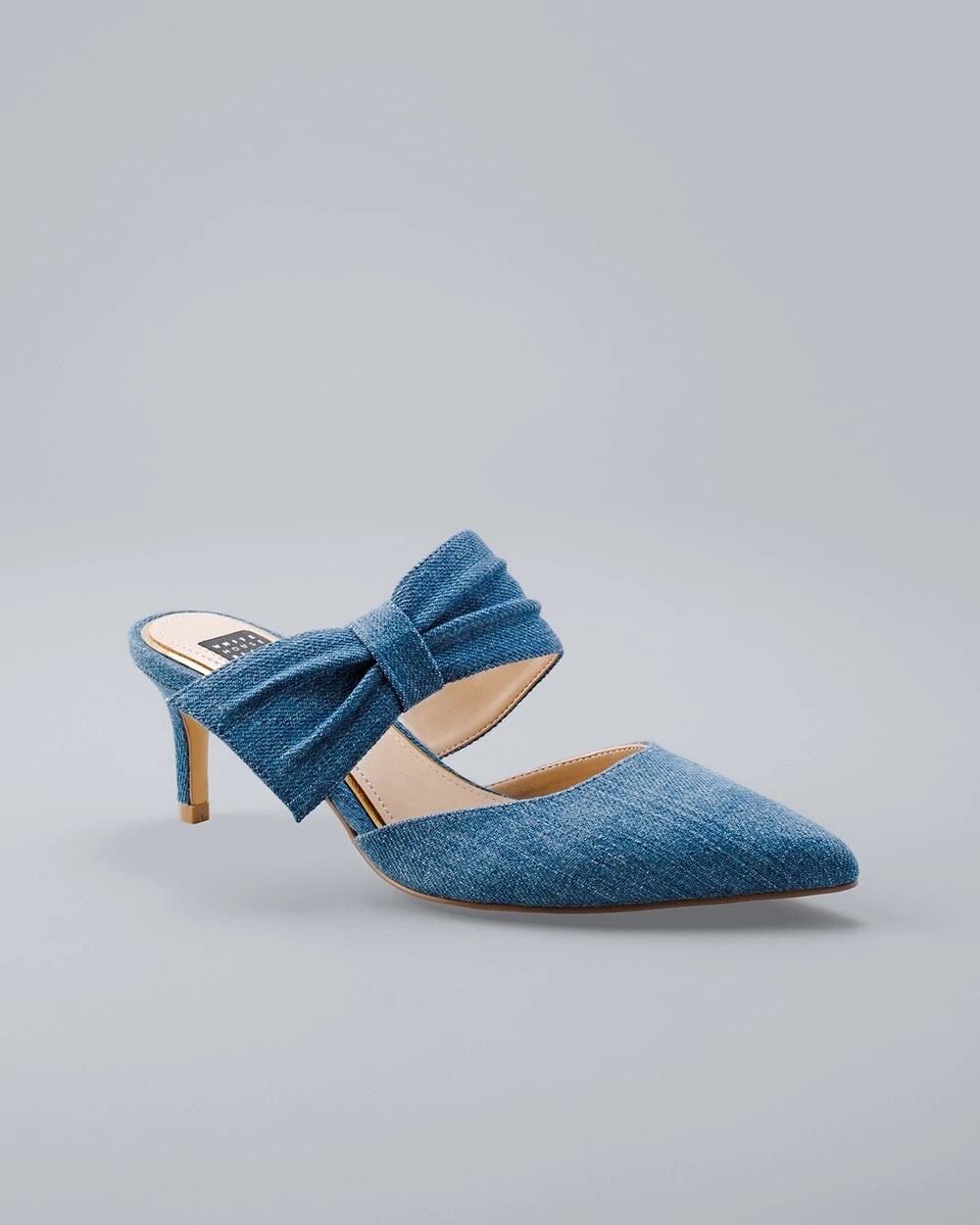 Denim Low-Heel Mules | White House Black Market