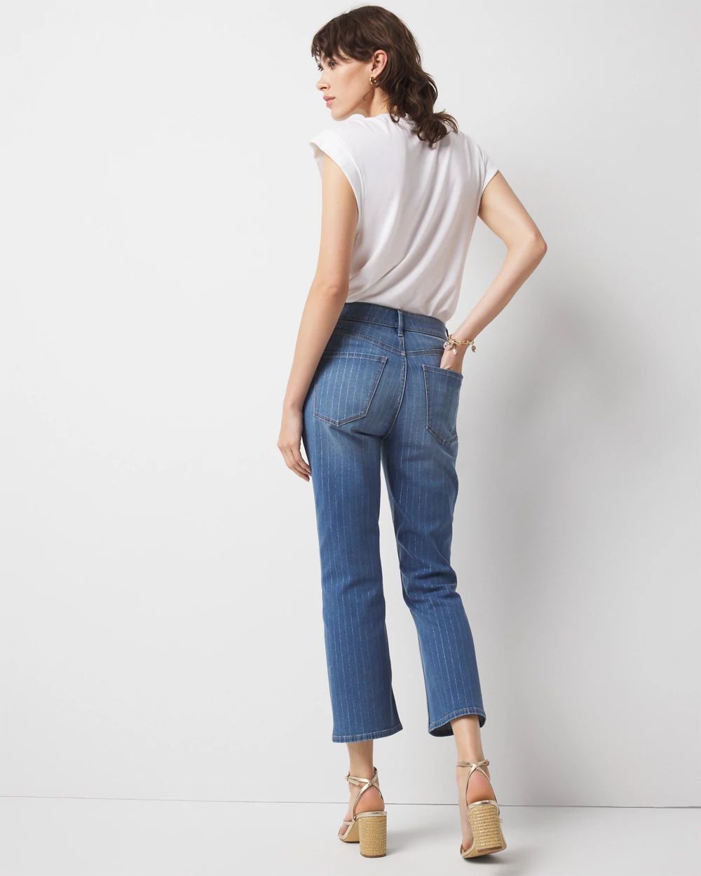 High-Rise Pinstripe Kick Flare Jeans | White House Black Market