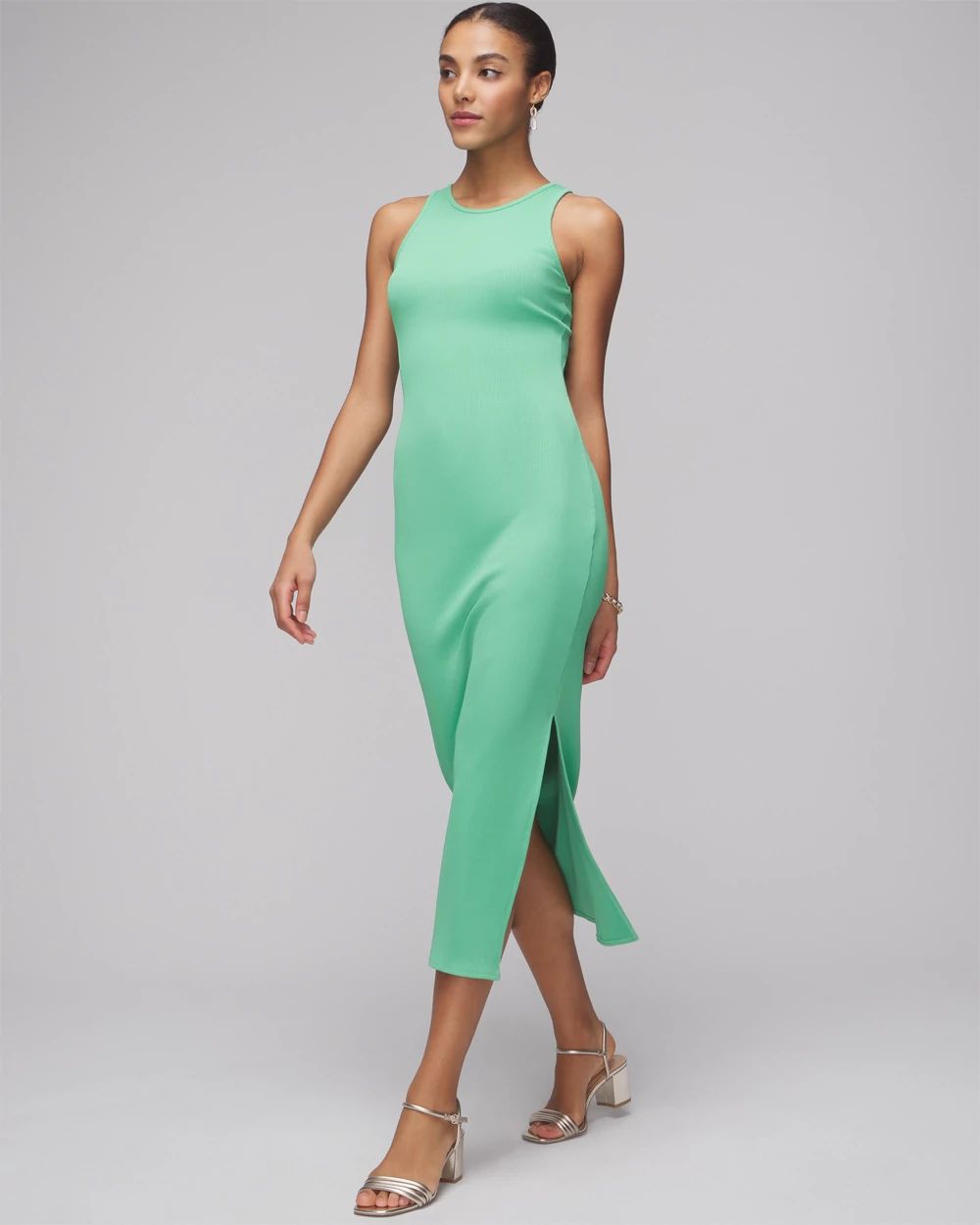 WHBM® FORME Rib Sleeveless Midi Dress | White House Black Market