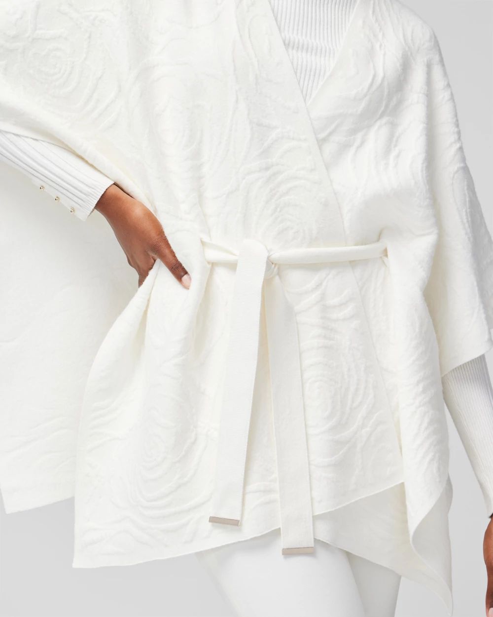 Rose Jacquard Belt Ruana | White House Black Market