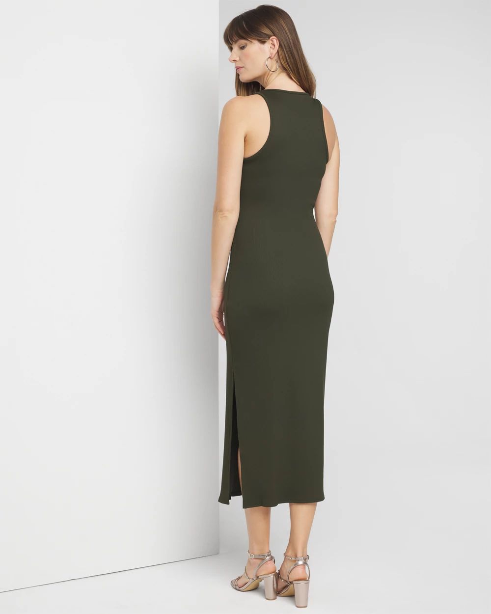 WHBM® FORME Rib Sleeveless Midi Dress | White House Black Market