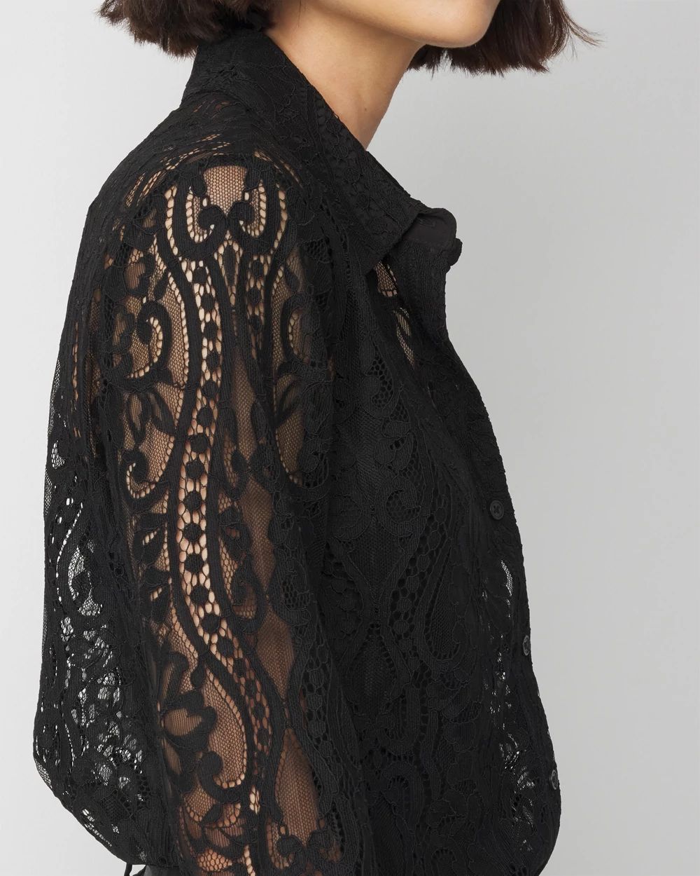 Long Sleeve Lace Shirt | White House Black Market
