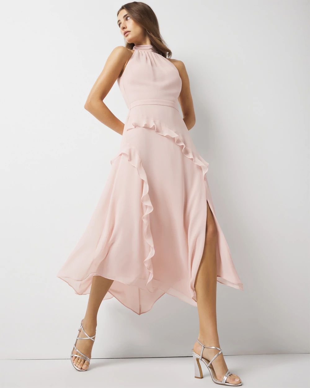 Ruffle Halter Midi Dress | White House Black Market