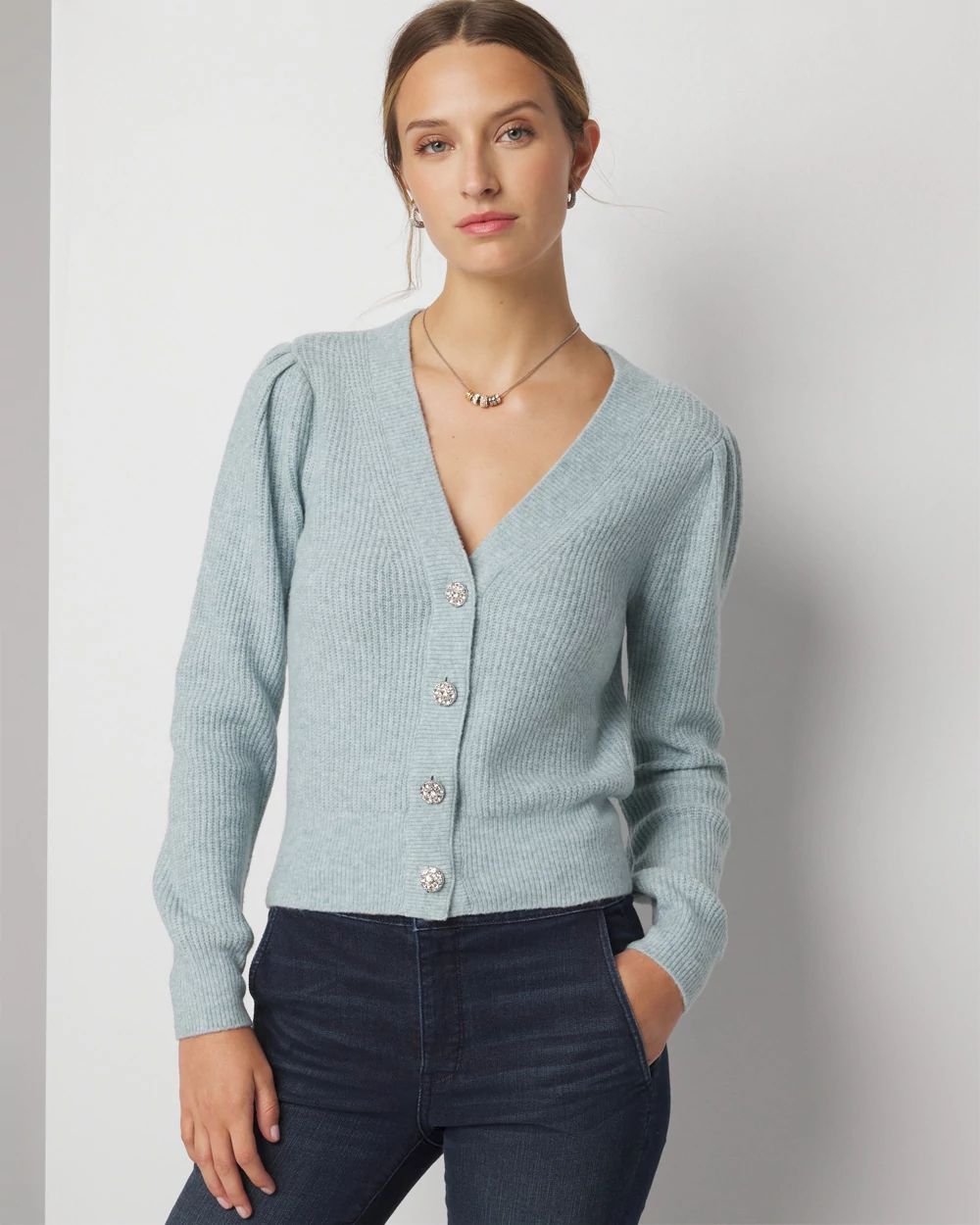 Jewel Button Cardigan Sweater | White House Black Market