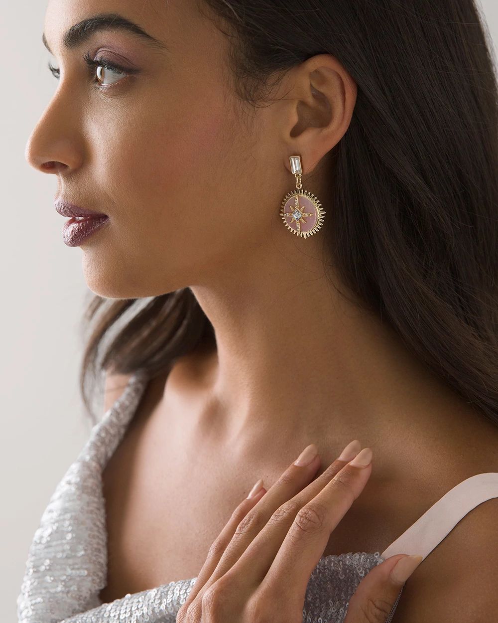 Goldtone Blush Celestial Drop Earrings White House Black Market