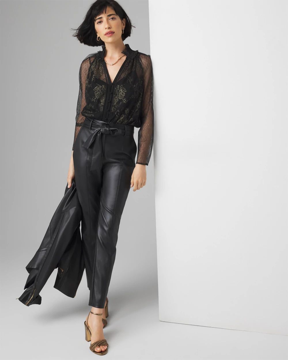 V-Neck Lace Blouse | White House Black Market