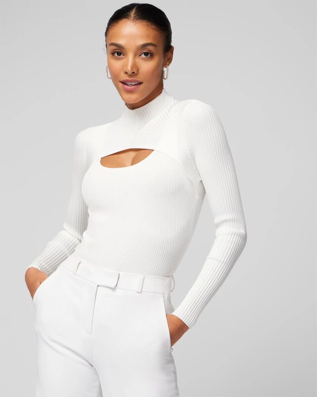 Long Sleeve Cutout Mockneck Top | White House Black Market