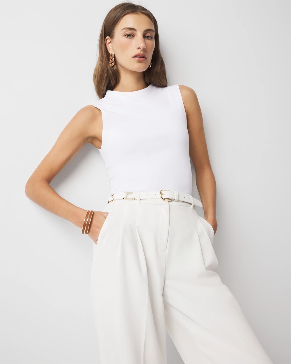 WHBM FORME™ All Ways Stretch High-Crewneck Tank Top | White House Black ...