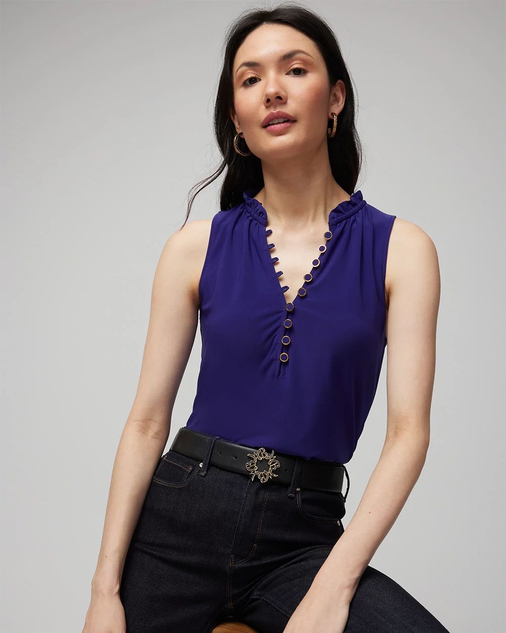 Matte Jersey Button-Front Tank | White House Black Market