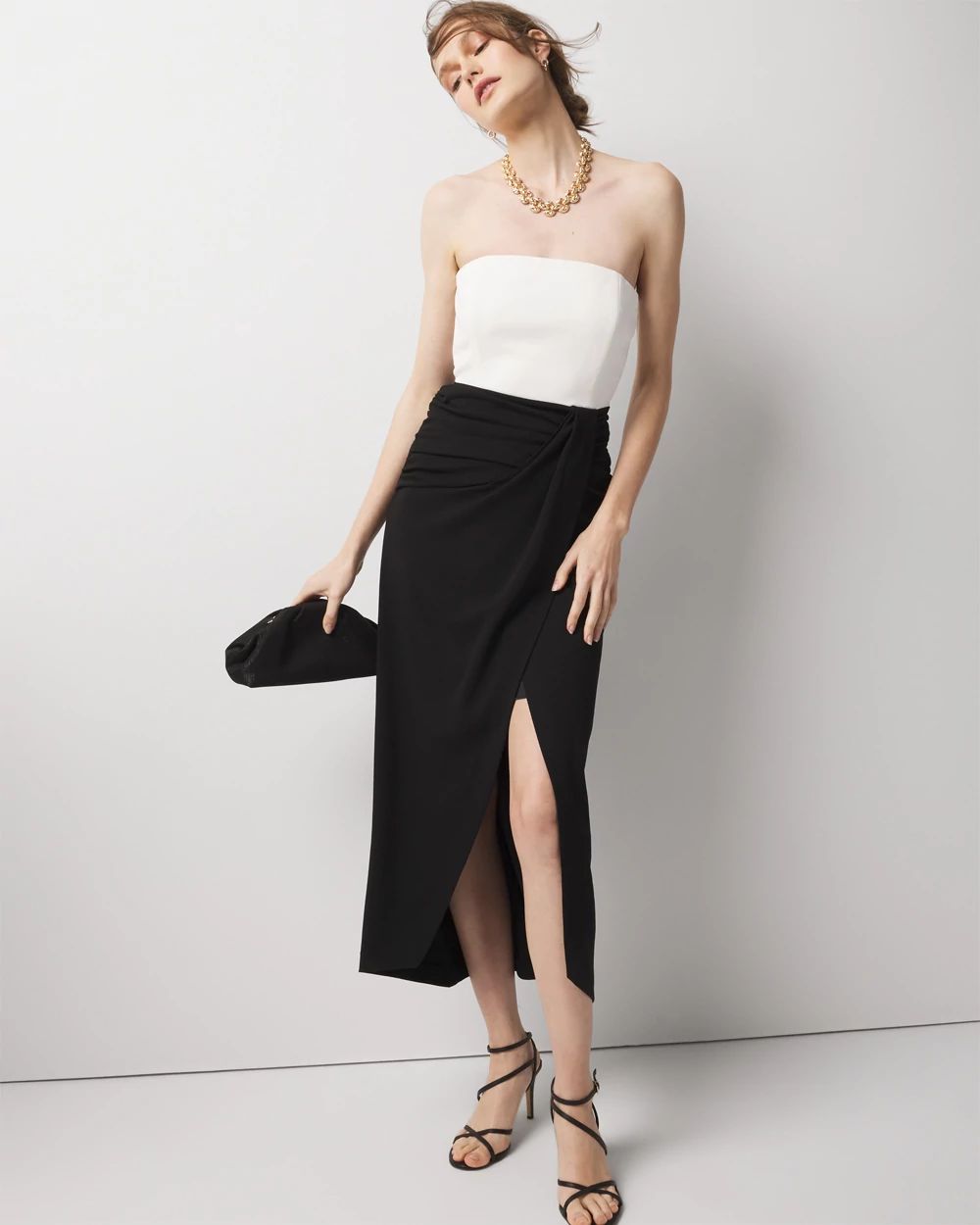 Strapless Colorblock Midi Dress | White House Black Market