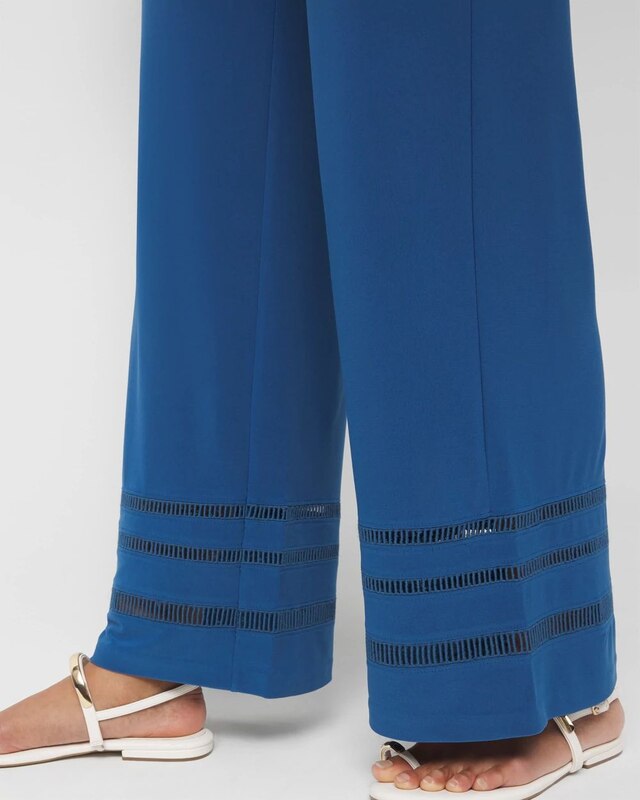 Matte Jersey Wide-Leg Ladder Trim Pant | White House Black Market