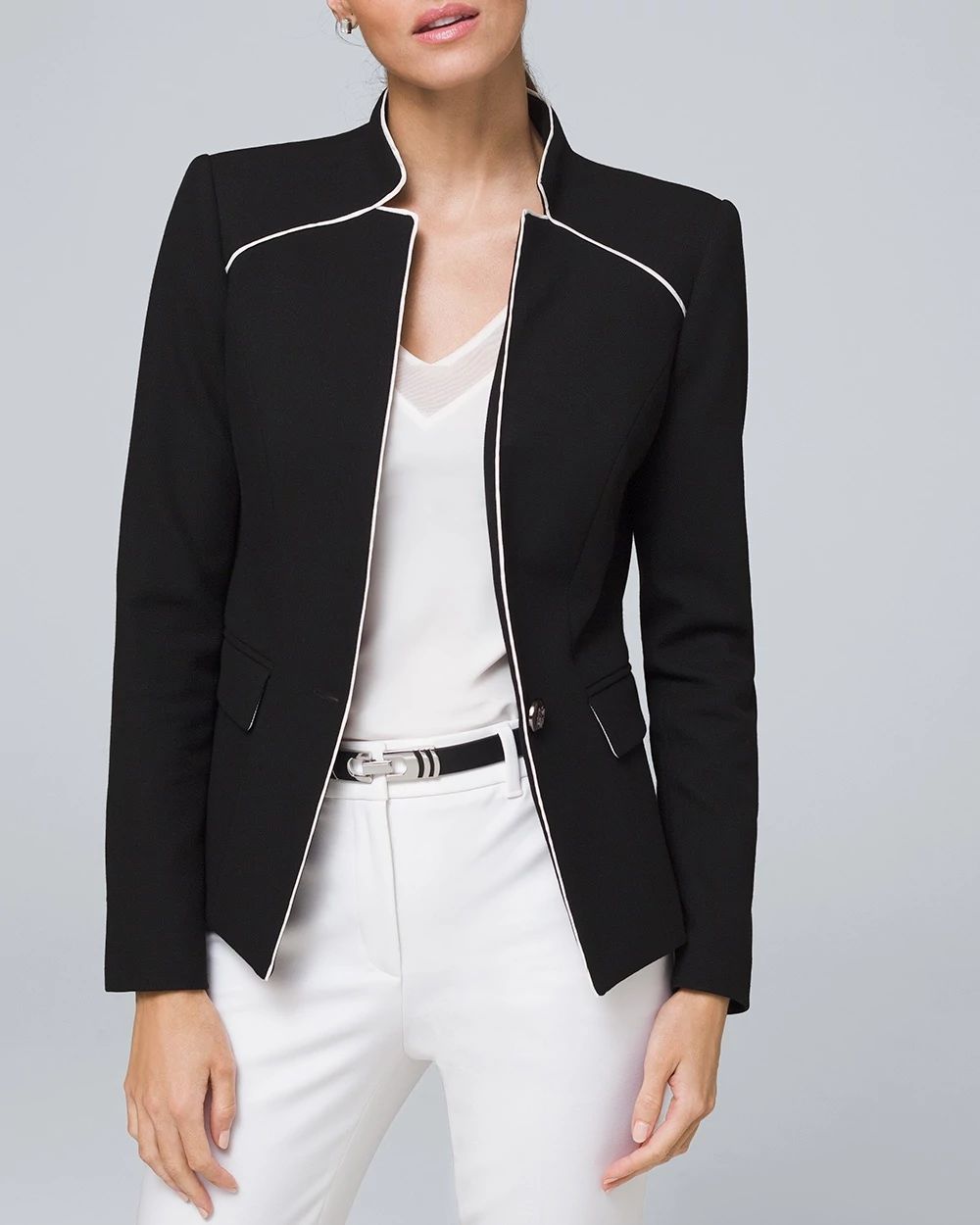 Contrast-Piping Blazer | White House Black Market