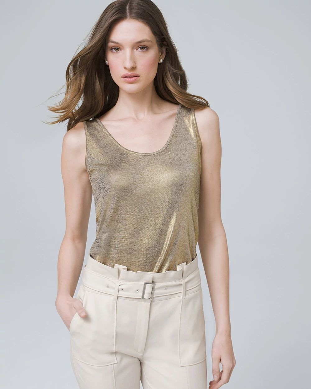 Metallic Dual-Neck Tank | White House Black Market