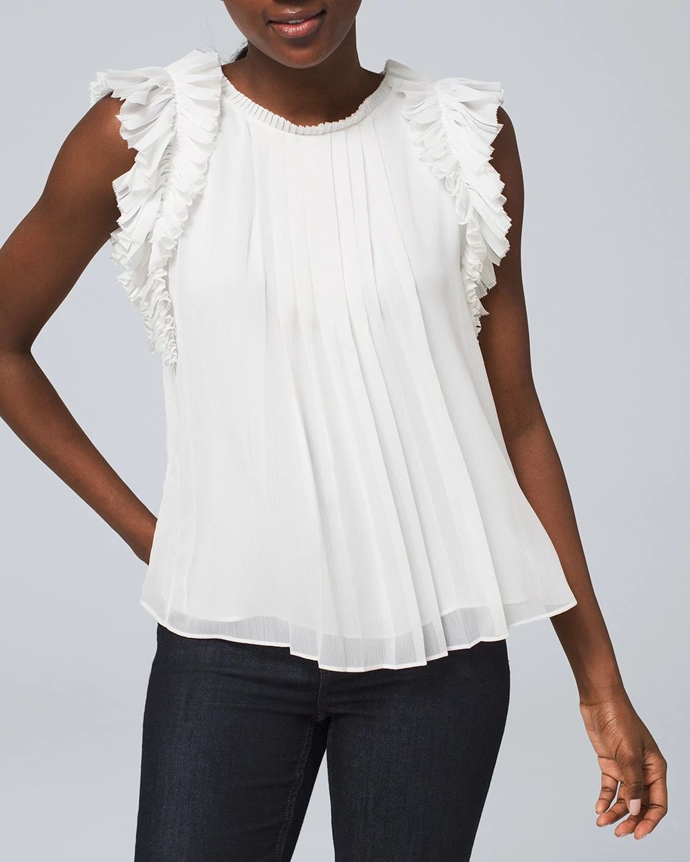 MICRO PLEATED SHELL | White House Black Market