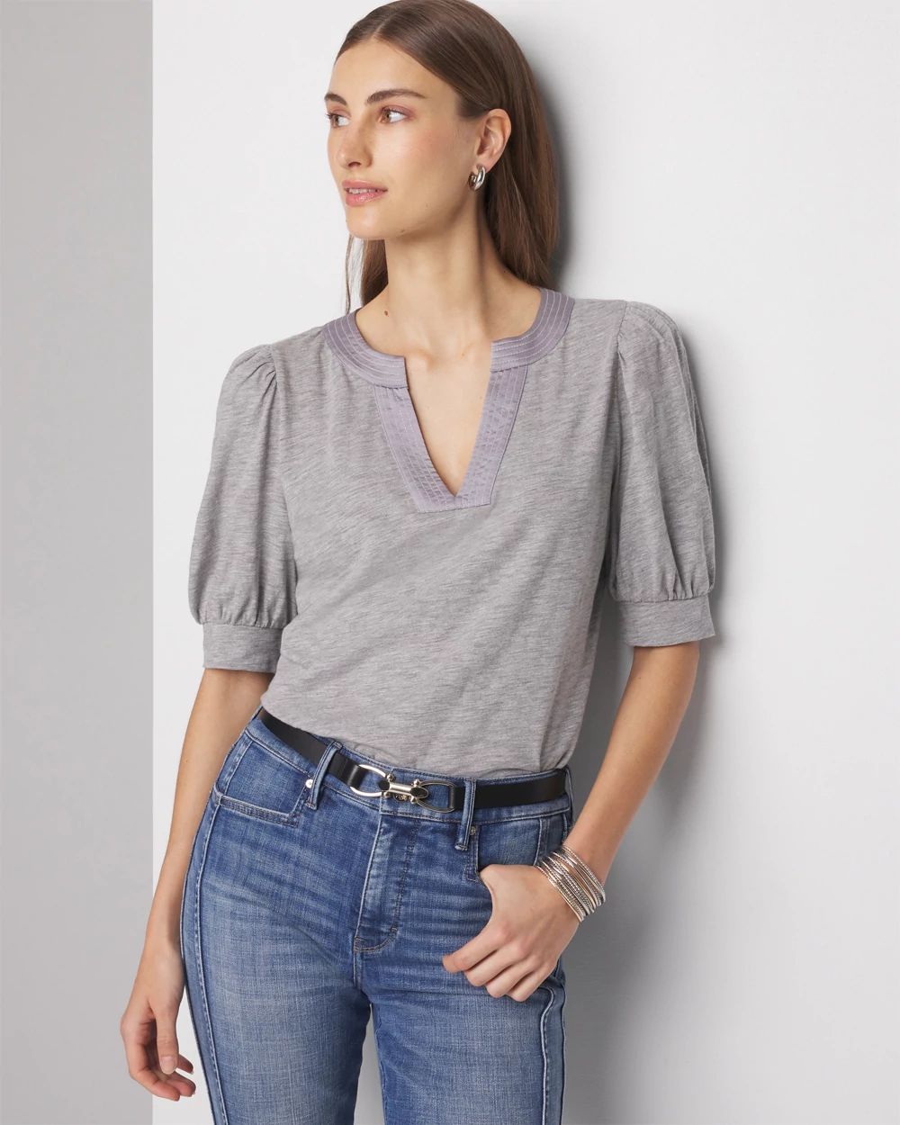 Pleated Sleeve Tee | White House Black Market