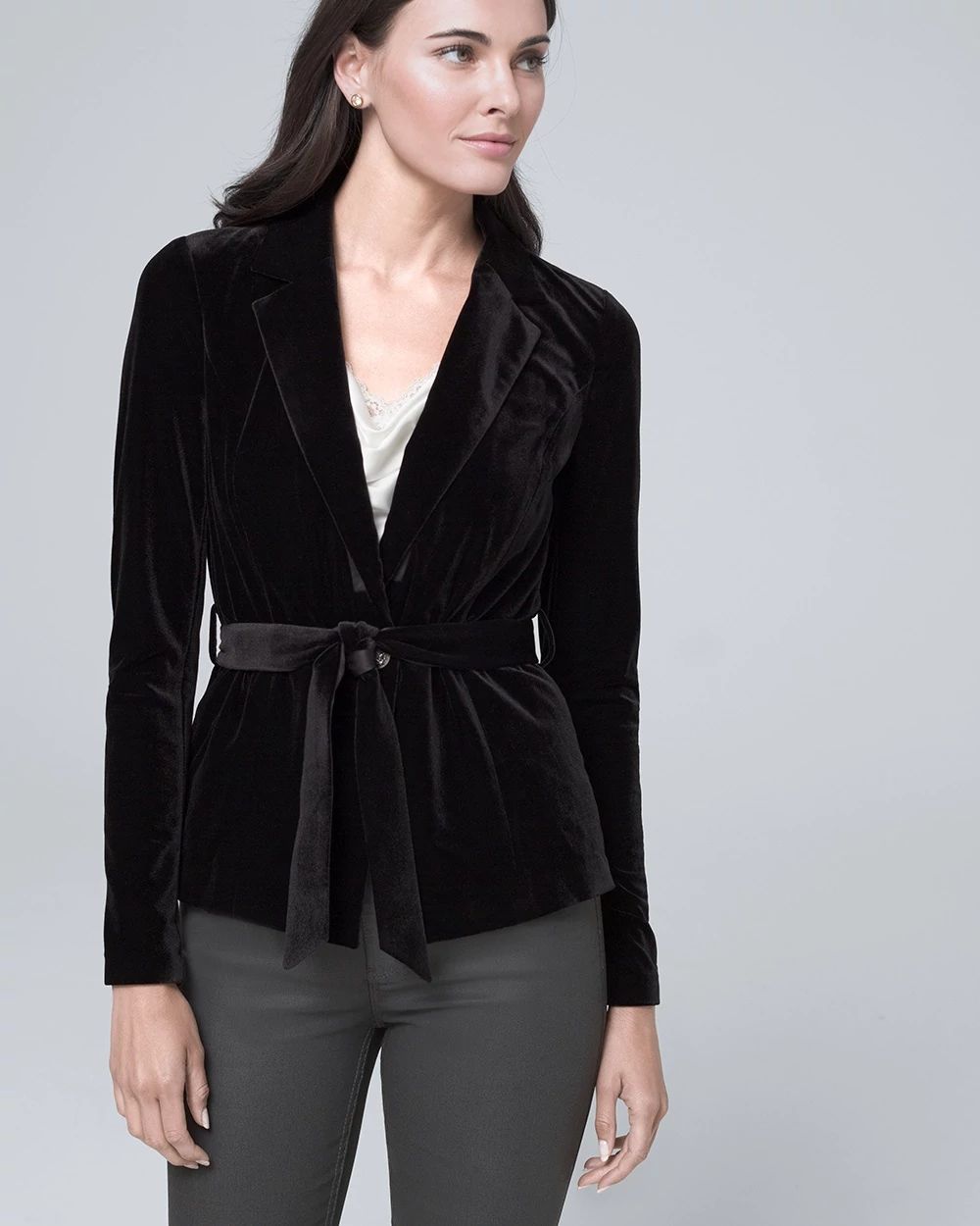 Velvet Belted Jacket with Removable Belt | White House Black Market