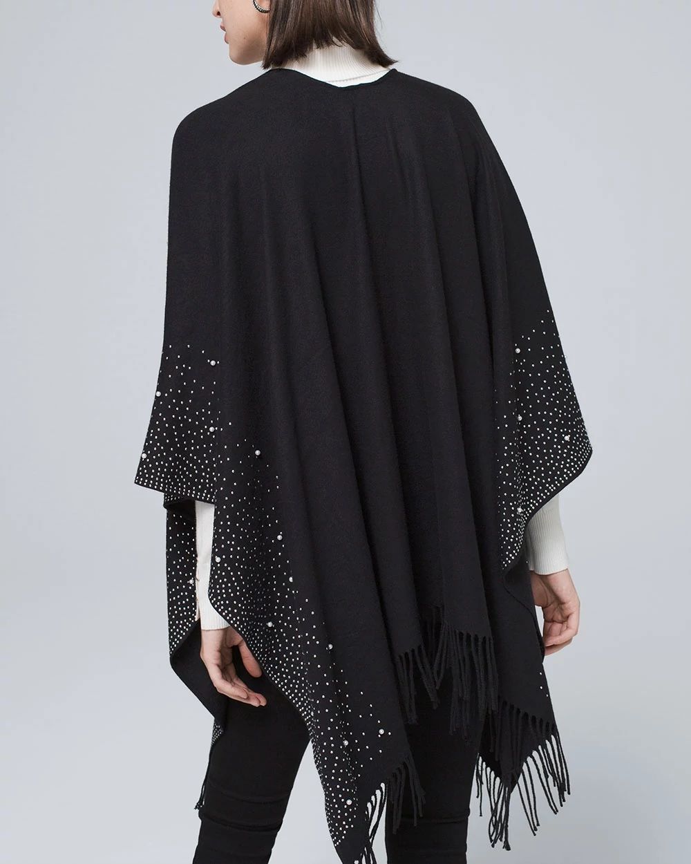 Faux Pearl-Trimmed Ruana Wrap | White House Black Market