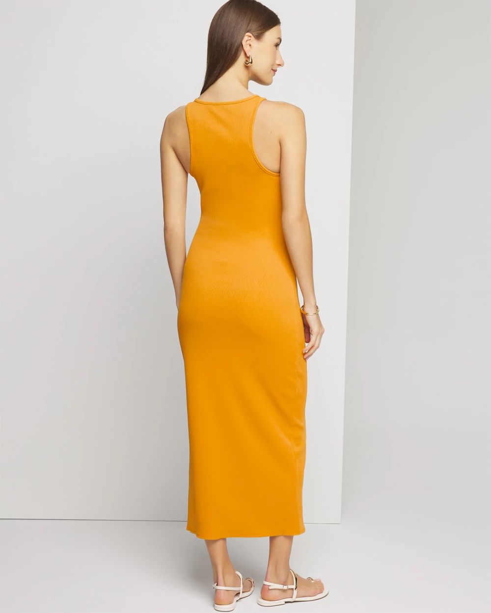 WHBM® FORME Rib Sleeveless Midi Dress | White House Black Market