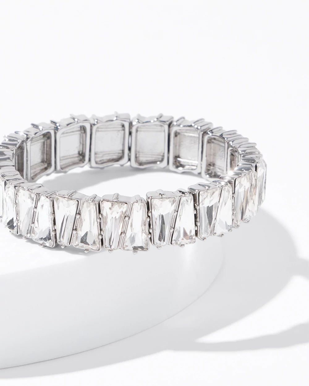 Art Deco Clear Crystal Stretch Bracelet | White House Black Market