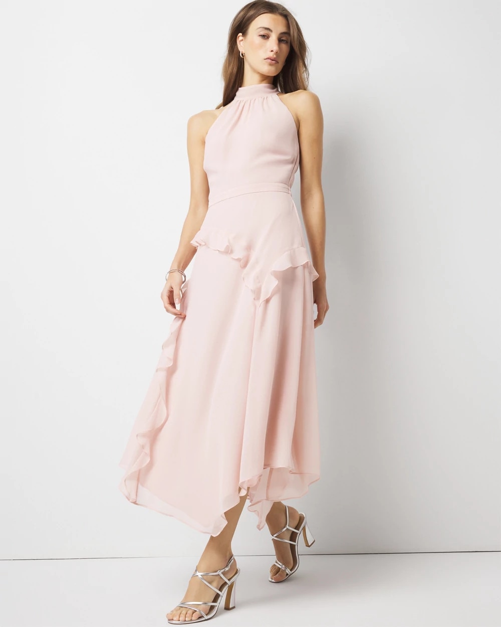 Ruffle Halter Midi Dress | White House Black Market