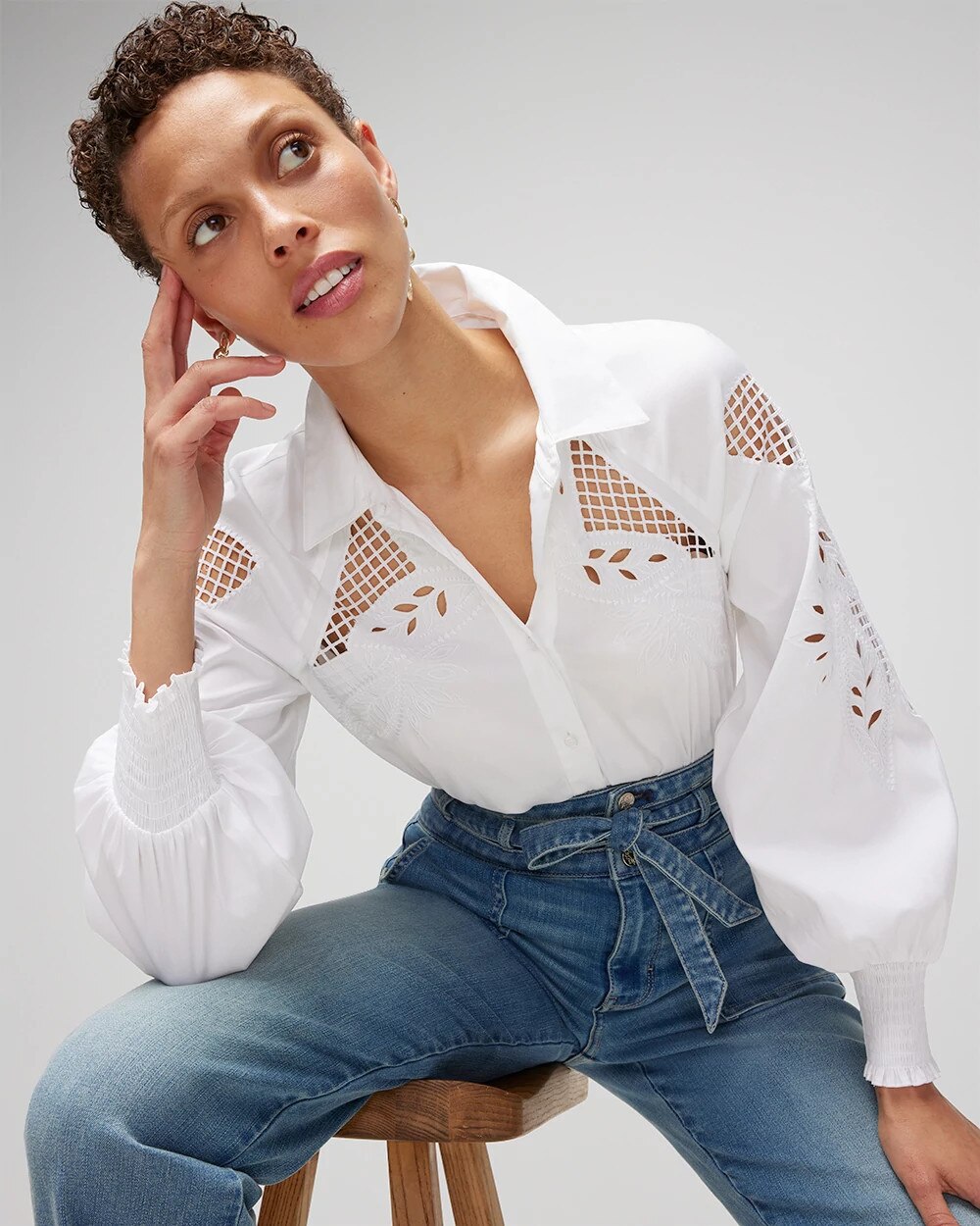 Embroidered Poplin Shirt | White House Black Market