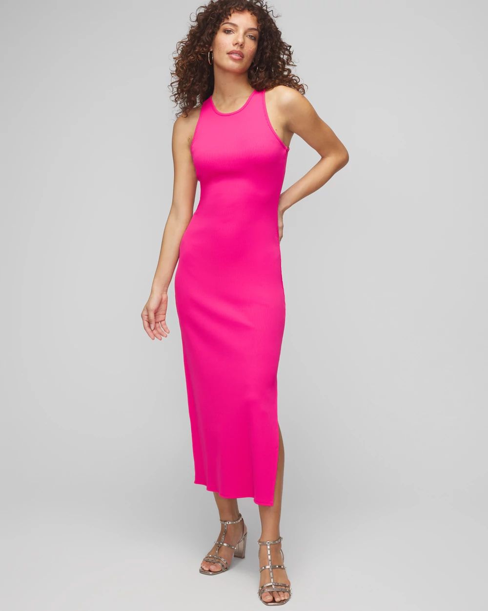 WHBM® FORME Rib Sleeveless Midi Dress | White House Black Market