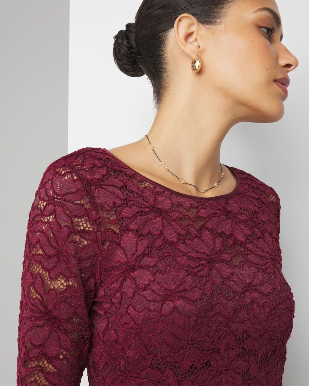 Lace Crew Neck Top | White House Black Market