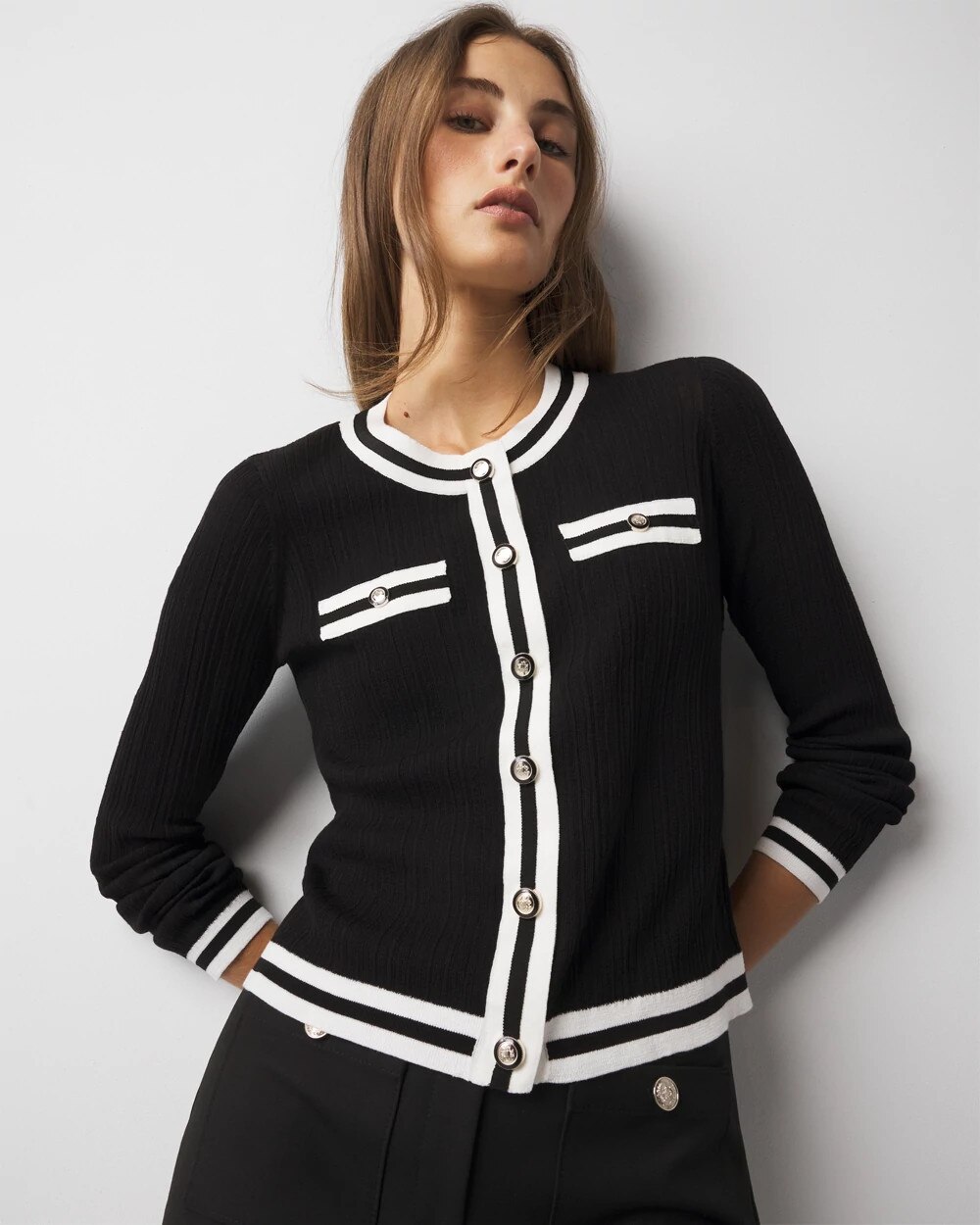 Snap Front Sweater Cardigan | White House Black Market