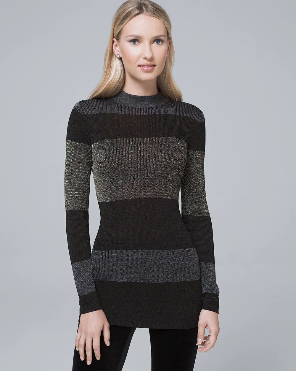 Metallic-Colorblock Sweater Tunic | White House Black Market