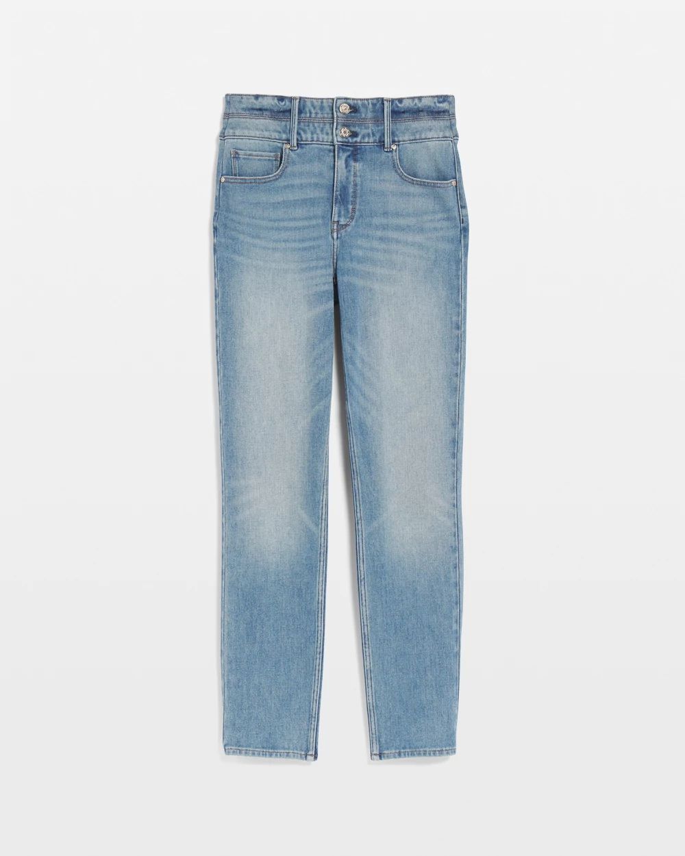 Extra High-Rise Double Waistband Slim Ankle Jeans | White House Black ...