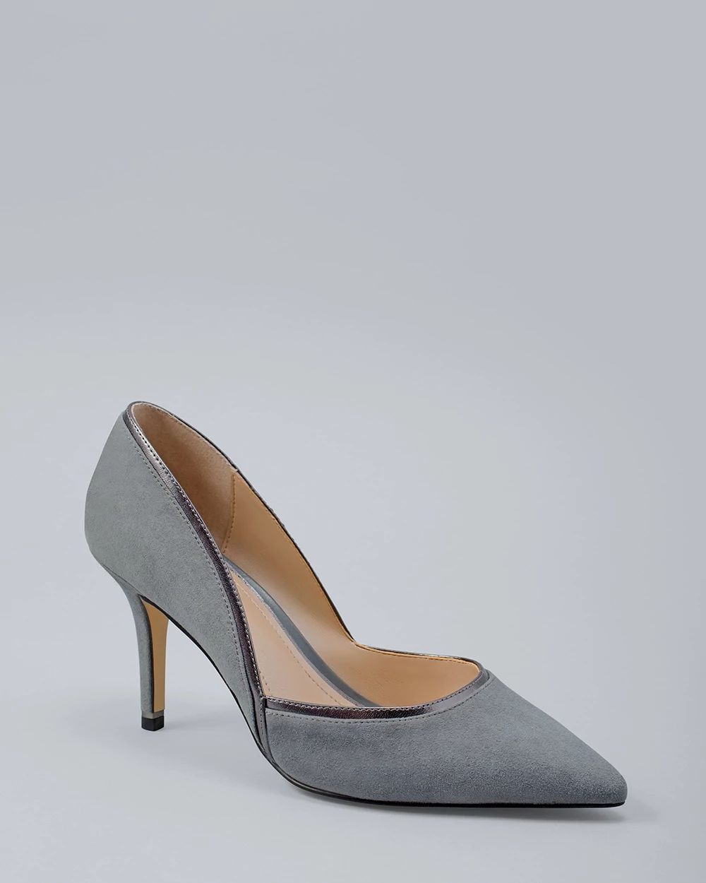 Metallic-Trim Suede Pumps | White House Black Market