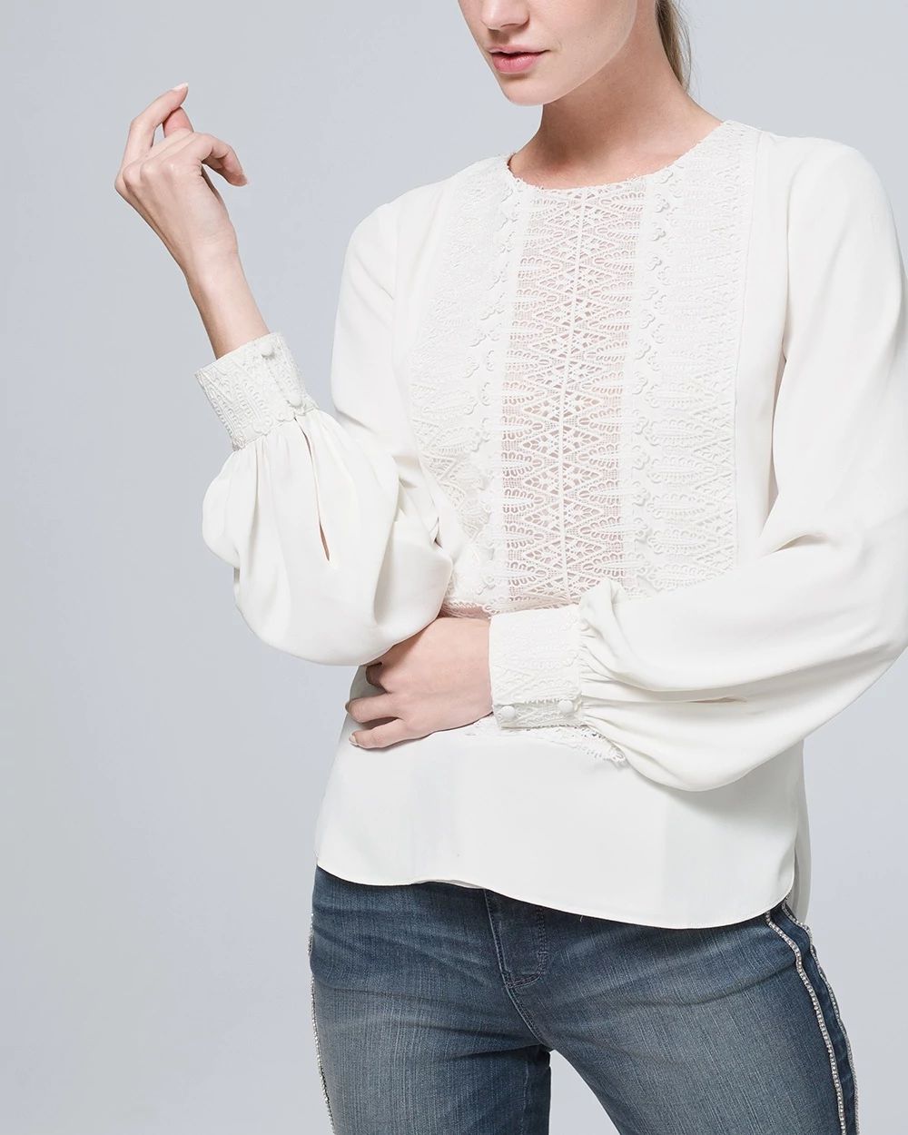 Petite Lace-Trim Blouse | White House Black Market