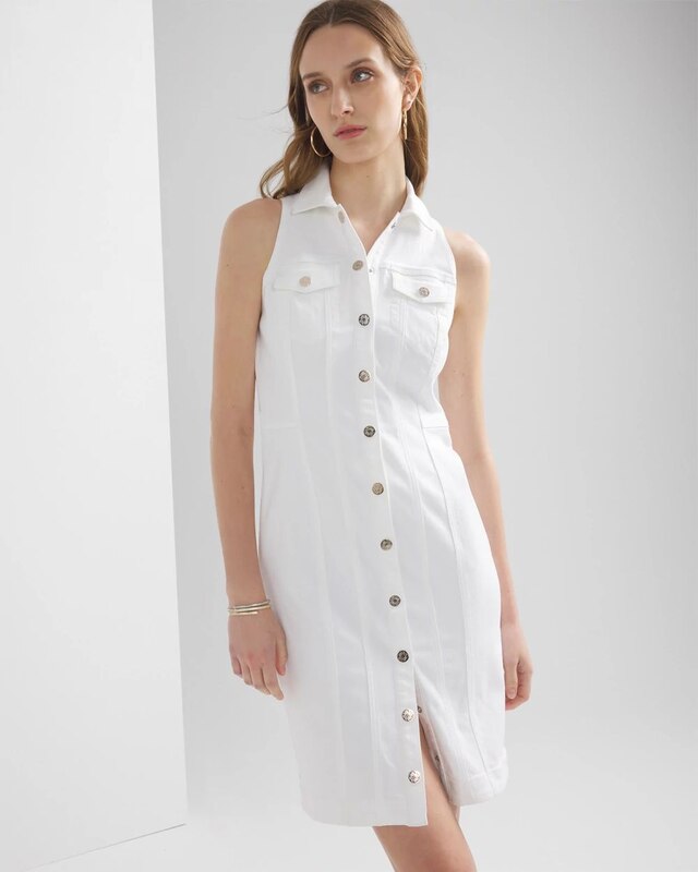 Denim Halter Sheath Dress | White House Black Market