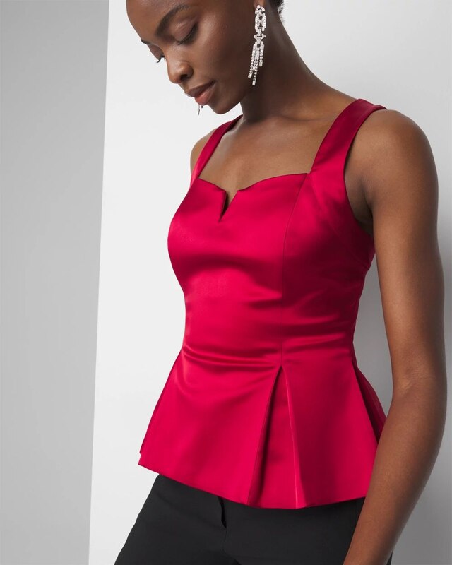 Satin Pleated Peplum Bustier | White House Black Market