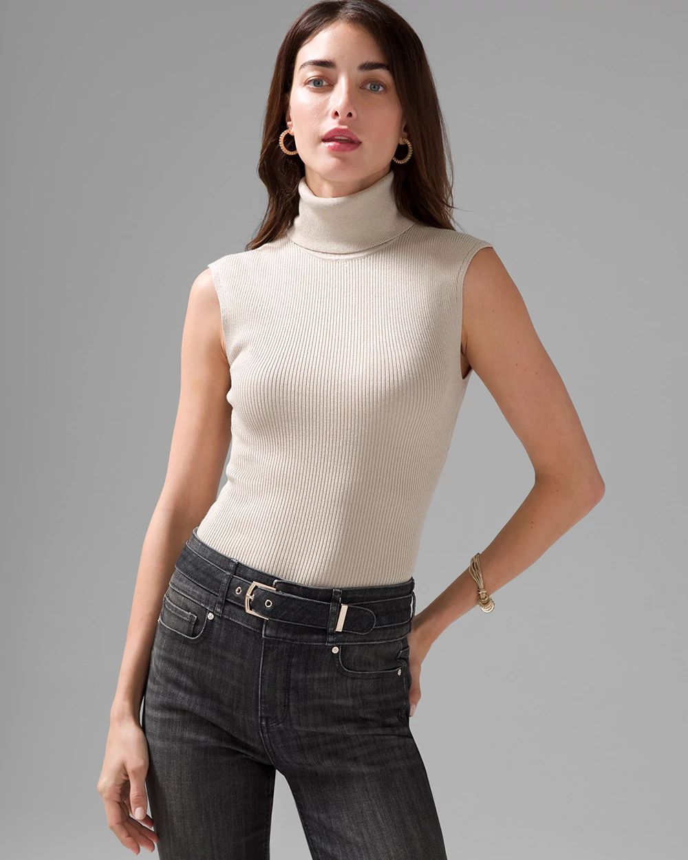 Sleeveless Cutout Back Turtleneck | White House Black Market