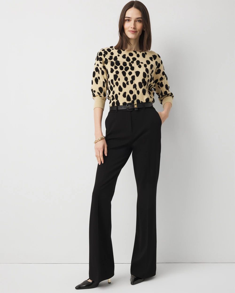 Jacquard Puff Sleeve Sweater | White House Black Market