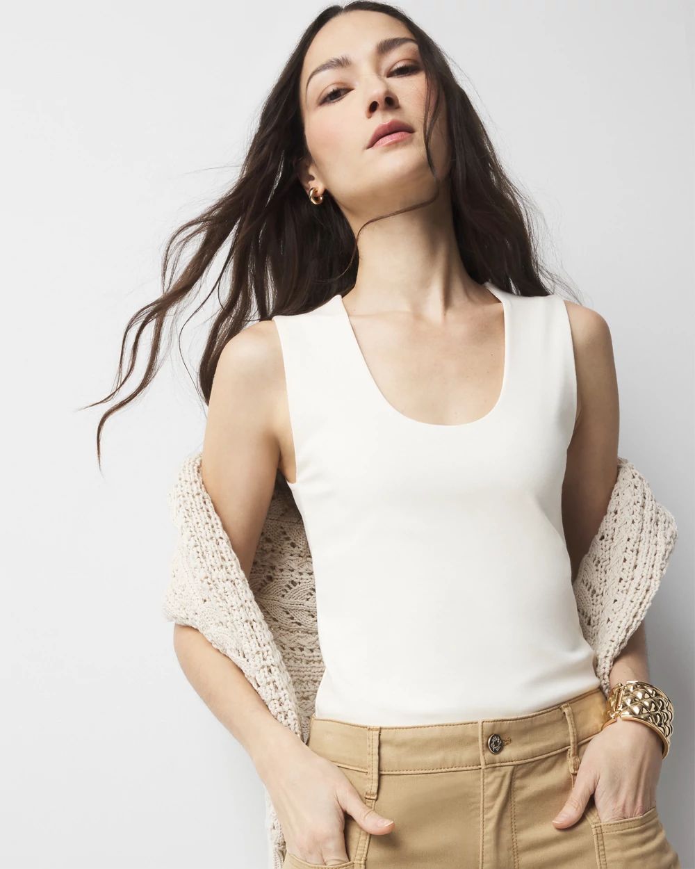 WHBMFORME™ All Ways Stretch Scoop Neck Shell | White House Black Market