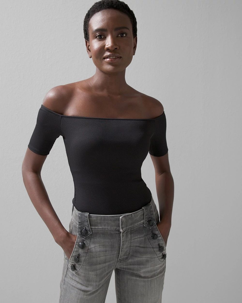 WHBM® FORME Off-the-Shoulder Rib Top | White House Black Market